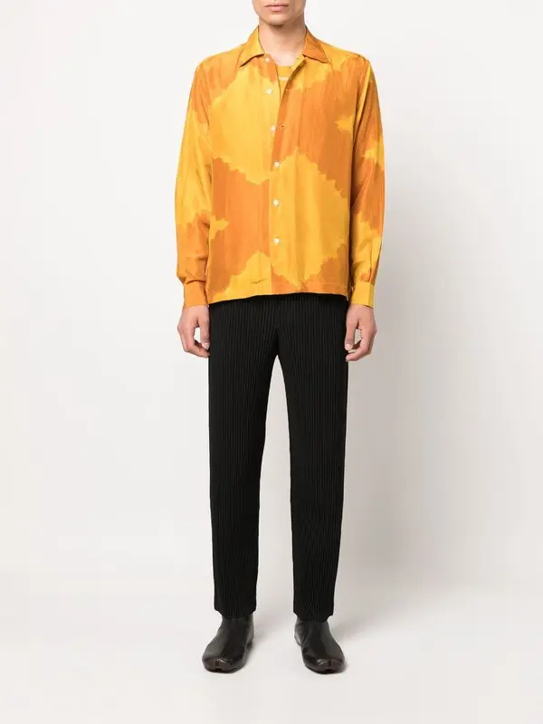 Bode Lehariya Dye Silk Shirt In Orange - 43% Off | Editorialist