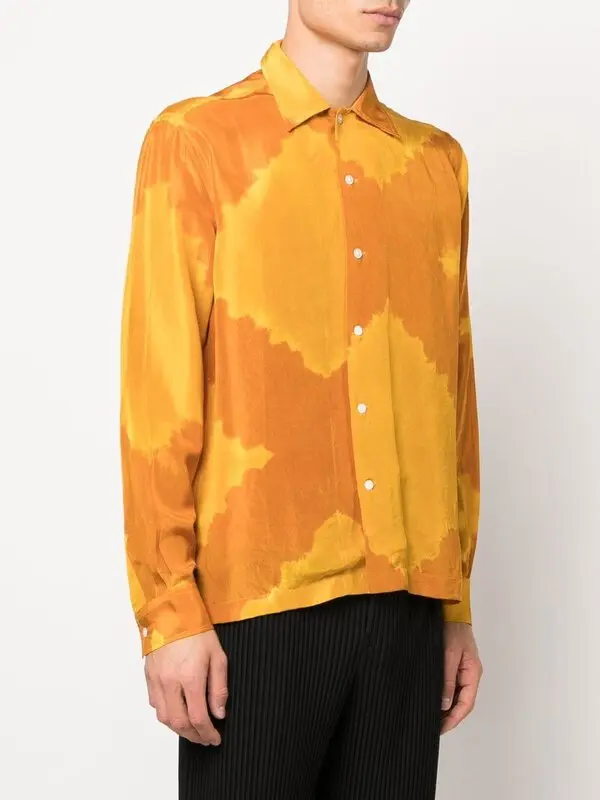 Bode Lehariya Dye Silk Shirt In Orange - 43% Off | Editorialist
