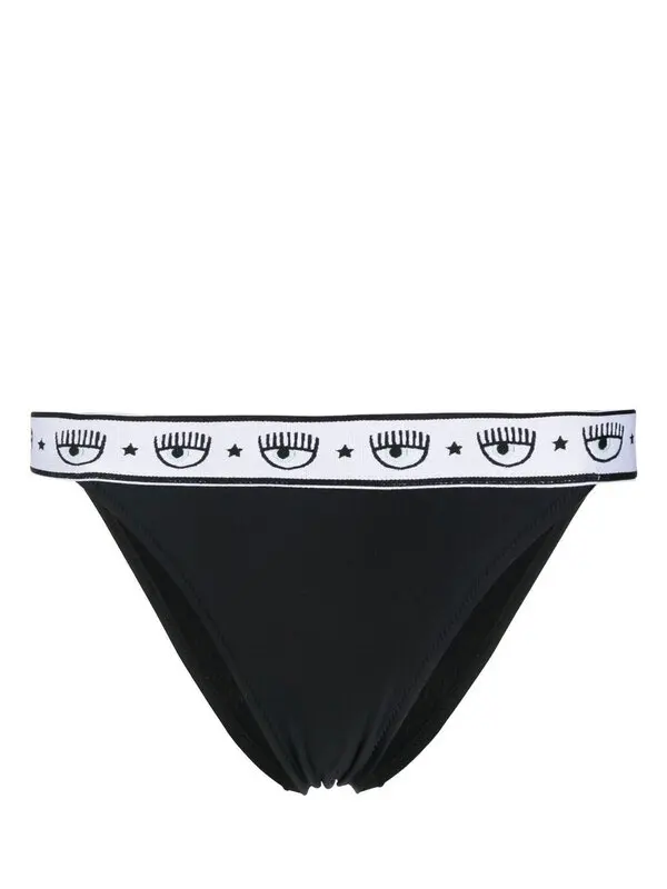 CHIARA FERRAGNI Logo Waistband Bikini Bottom - Black