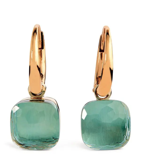 Pomellato Rose Gold And Topaz Nudo Drop Earrings - Blue