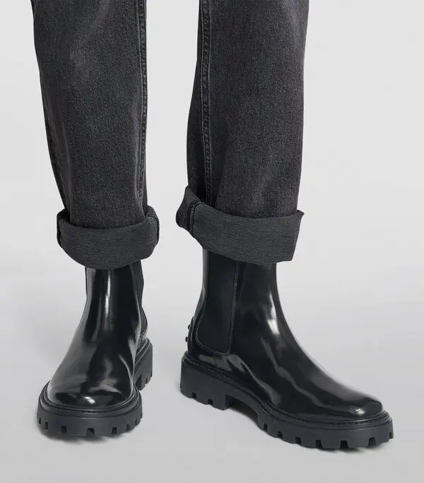 TOD'S Leather Chelsea Boots - Black