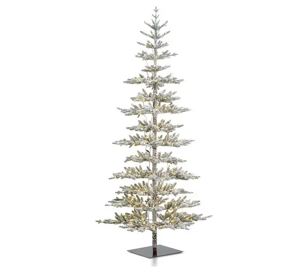 GLITZHOME 9' Deluxe Pre-lit Flocked Artificial Istmas Tree - One-color