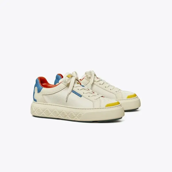 Tory Burch Ladybug Sneaker - White/new Ivory/cobalt
