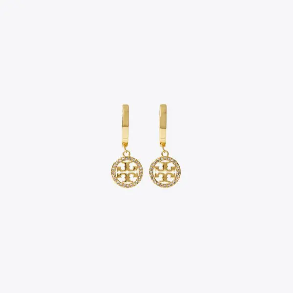 Tory Burch Icon Pavé Hoop Earrings - Tory Gold/crystal