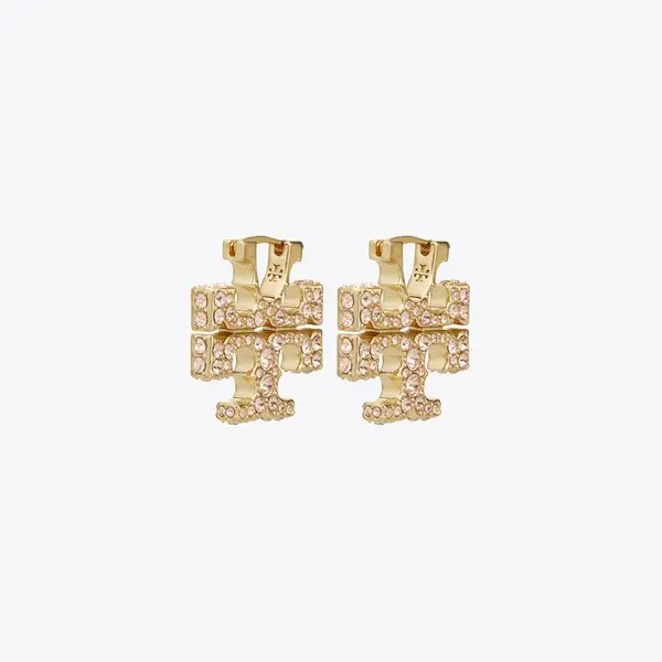 Tory Burch Icon Pavé Hoop Earrings - Tory Gold/pink