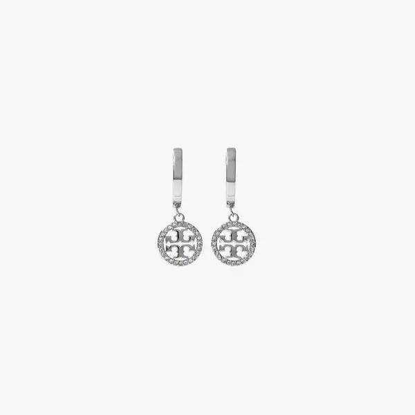 Tory Burch Icon Pavé Hoop Earrings - Tory Silver/crystal