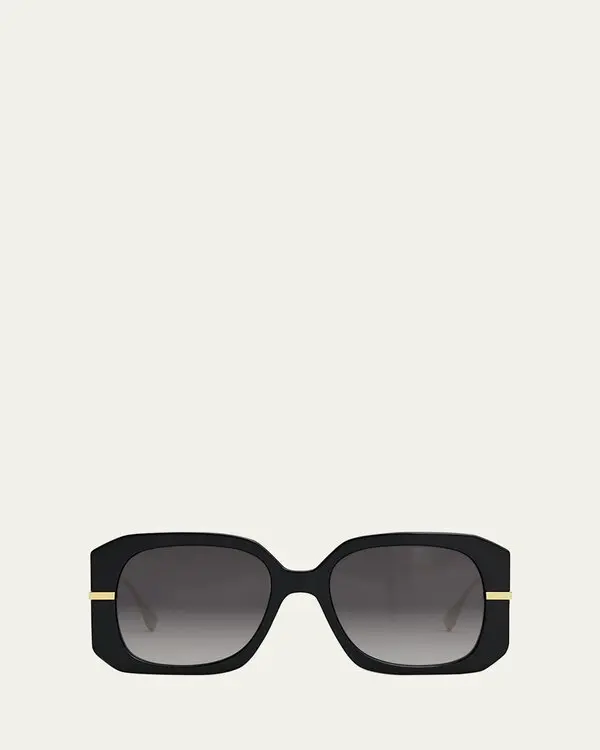 Fendi Oversized Logo Square Sunglasses - Shiny Black Gray