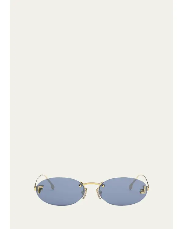 Fendi Embellished Ff Oval Sunglasses - Blugld