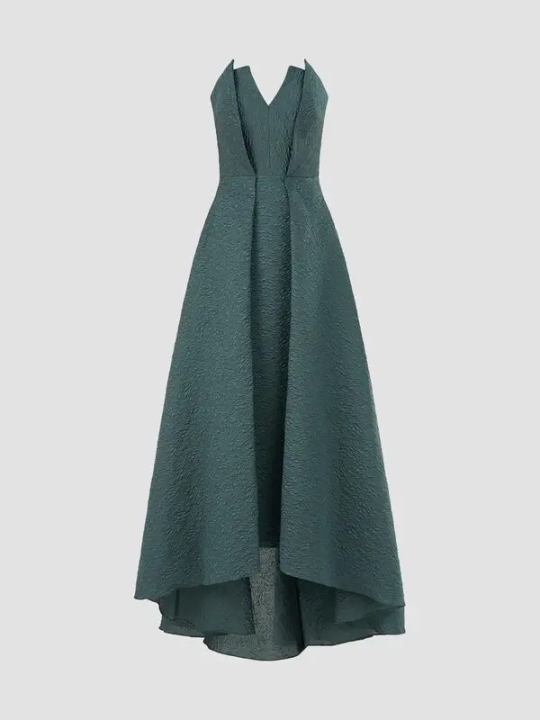 Theia Imogen Strapless High-low Jacquard Gown