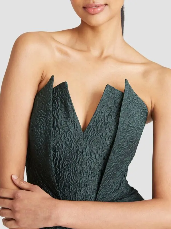 Theia Imogen Strapless High-low Jacquard Gown
