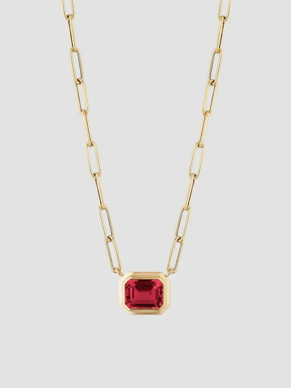 Goshwara Manhattan 18k Gold & Garnet Pendant Necklace - Red