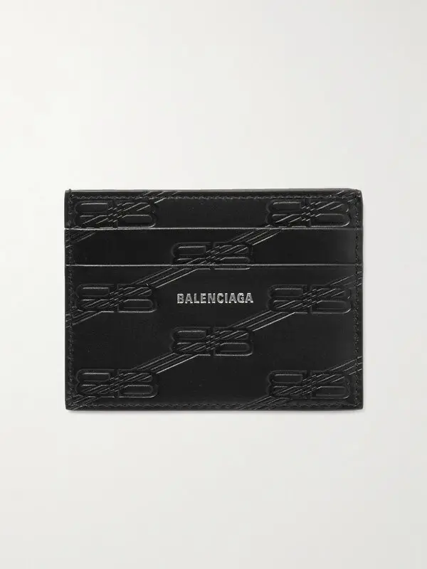 Balenciaga Logo-print Monogrammed Leather Cardholder - Black
