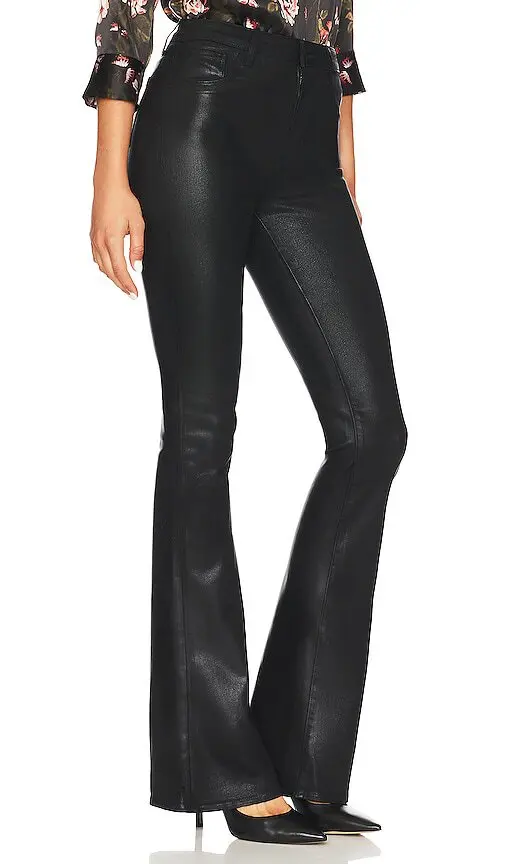 L'Agence Marty High Rise Flare Jeans - Noir Coated