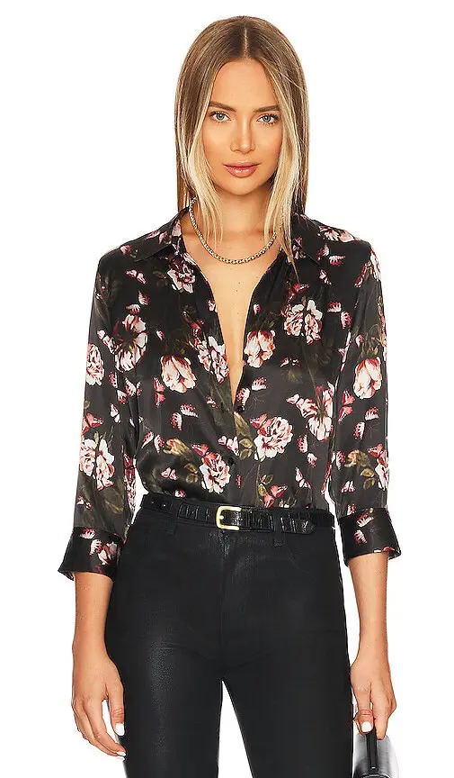 L'Agence Dani Blouse - Black Multi Butterfly