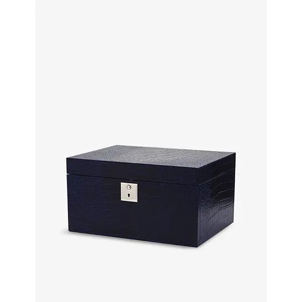 Smythson Mara Three-drawer Leather Jewellery Box - Navy