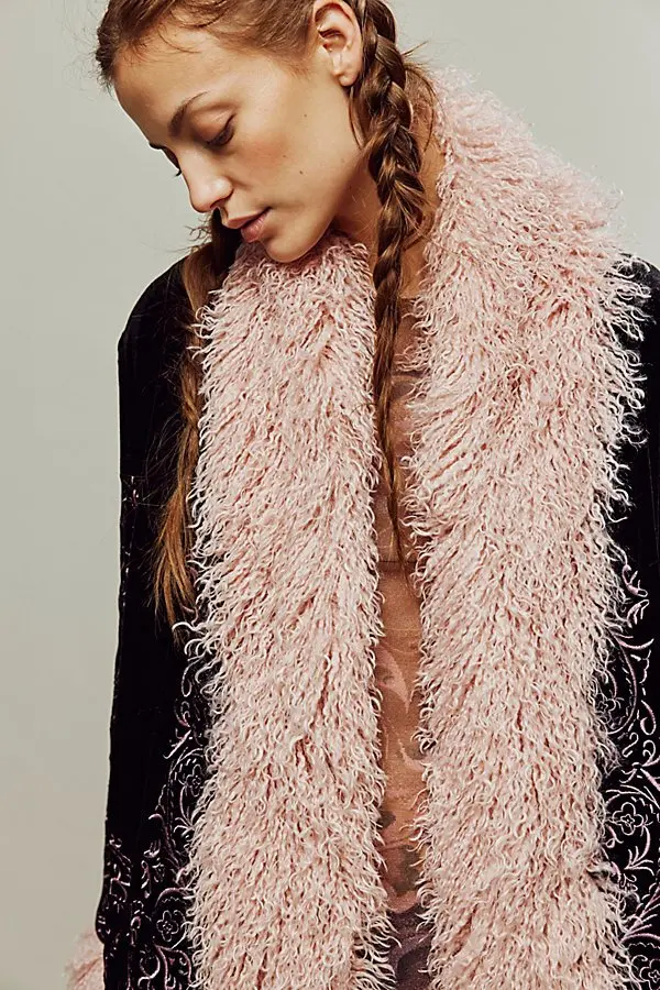 UNDERSTATED LEATHER Printed Velvet Coat With Faux Fur Trim