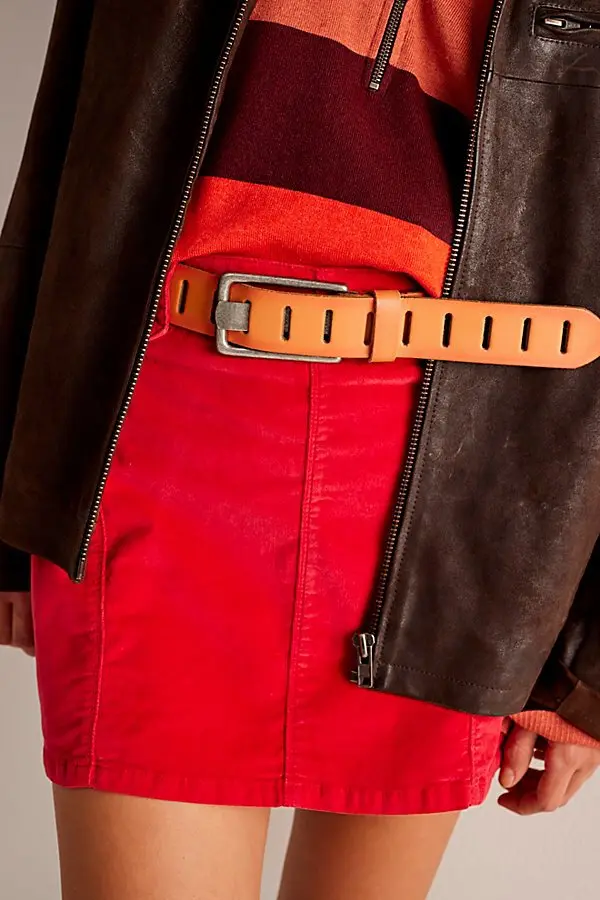 Free People We The Free Jona Leather Belt - Coral Brick