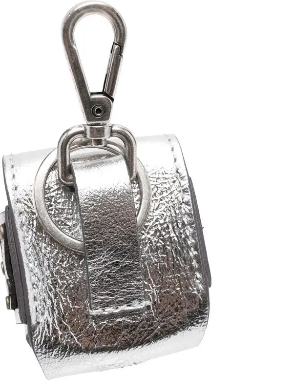 DIESEL® Leather Coin Pocket Keyring With Stud Detailing