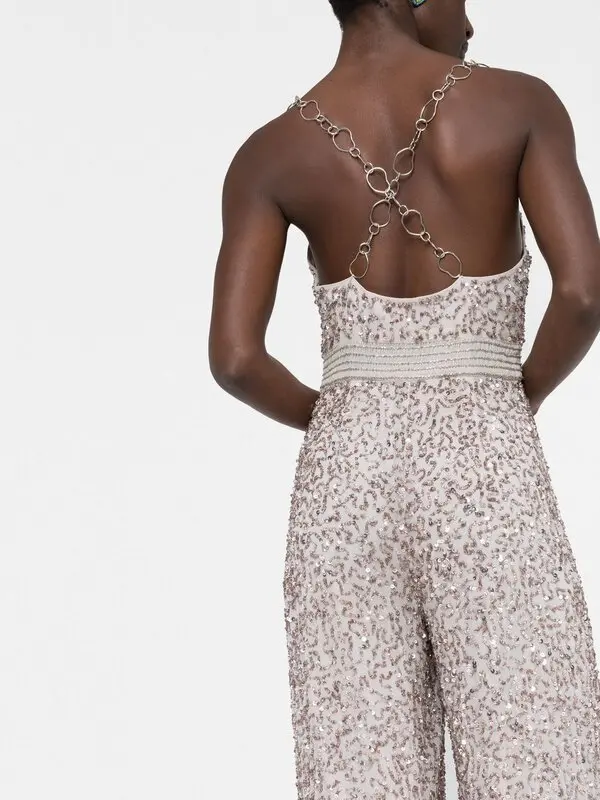 Alice + Olivia Riska Sequin Embellished Cowl Neck Jumpsuit