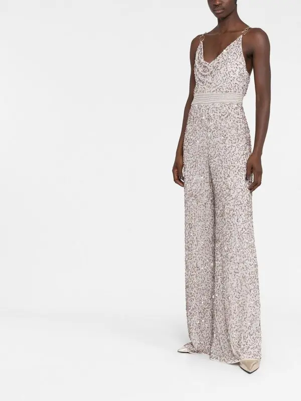 Alice + Olivia Riska Sequin Embellished Cowl Neck Jumpsuit
