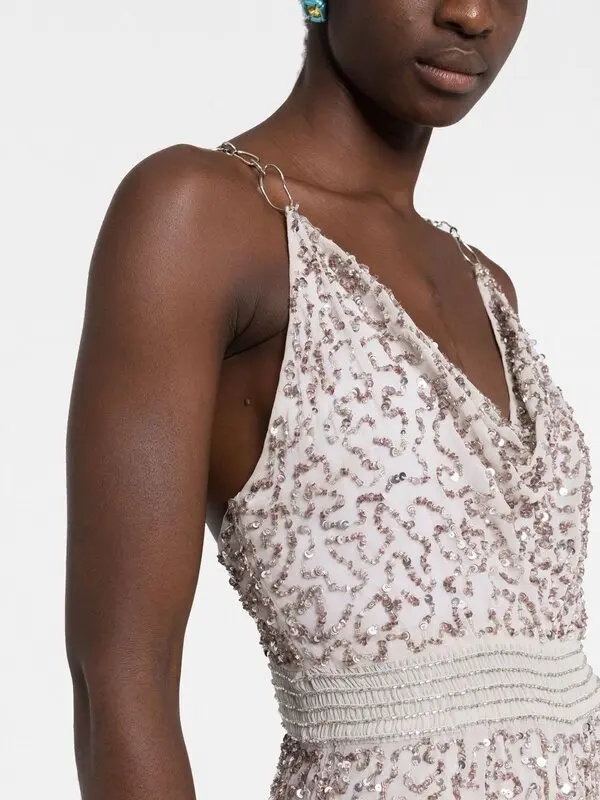 Alice + Olivia Riska Sequin Embellished Cowl Neck Jumpsuit