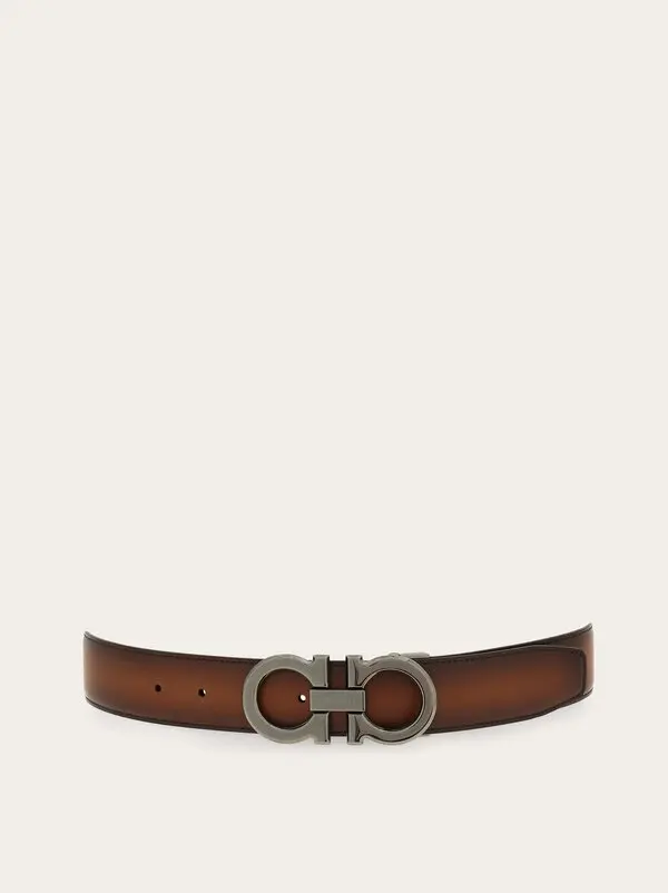 FERRAGAMO Reversible Belt With Palladium-tone Buckle - Beige