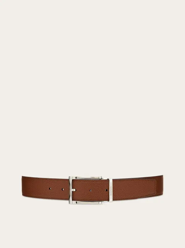 FERRAGAMO Reversible Belt With Palladium-tone Buckle - Brown