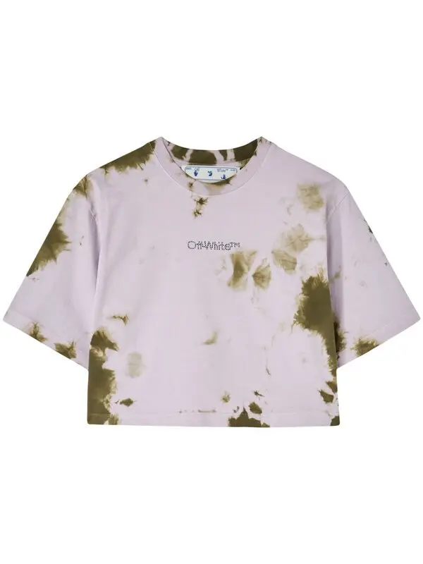 Off-White Tie-dye Cropped Top - Pink