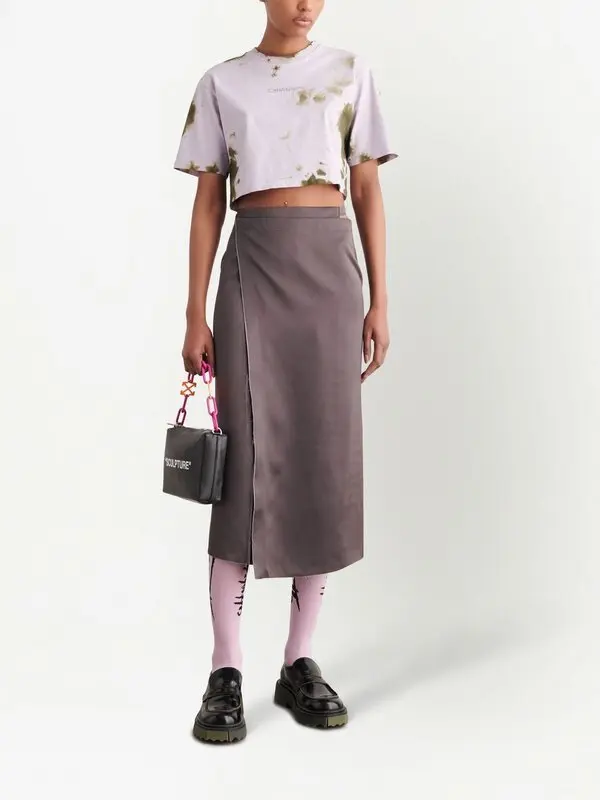 Off-White Tie-dye Cropped Cotton Top