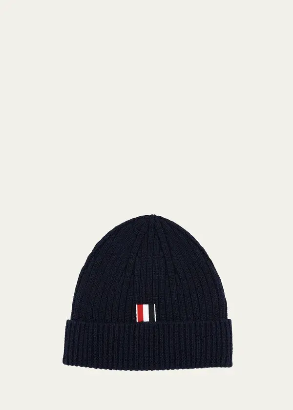 Thom Browne Cashmere 4-bar Beanie - Navy
