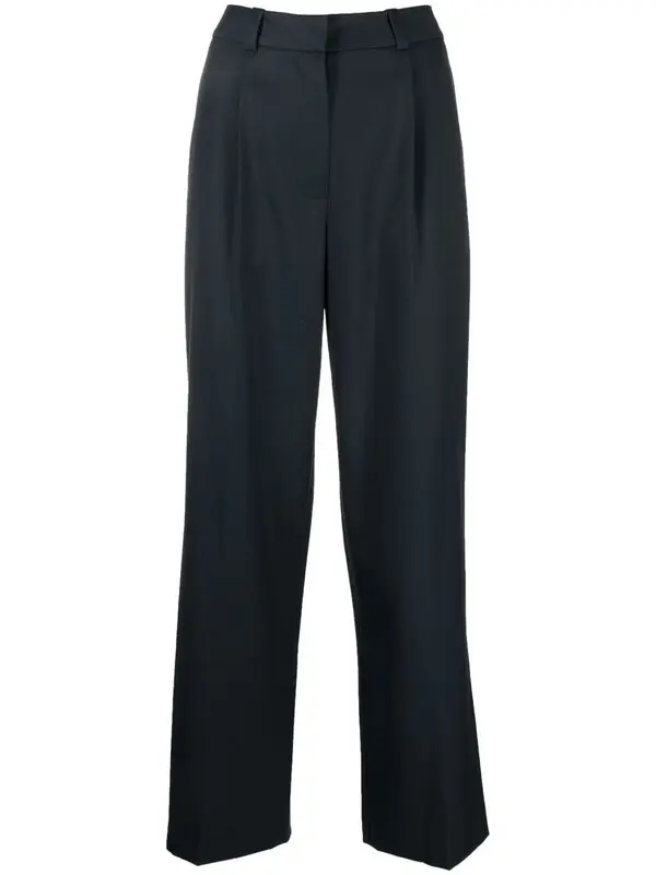 LOW CLASSIC Wool-blend Straight-leg Trousers - Blue