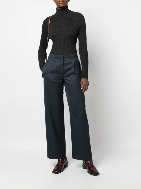 LOW CLASSIC Wool-blend Straight-leg Trousers - Blue