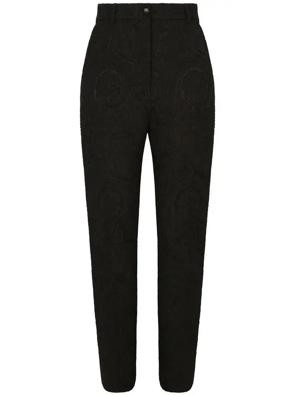 Dolce & Gabbana High-waisted Jacquard Trousers - Black