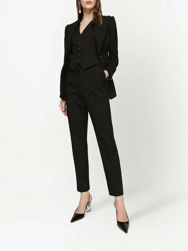 Dolce & Gabbana High-waisted Jacquard Trousers - Black