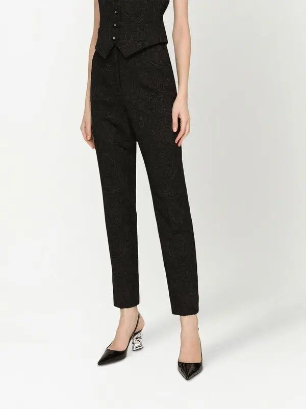 Dolce & Gabbana High-waisted Jacquard Trousers - Black