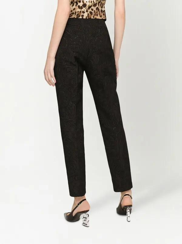 Dolce & Gabbana High-waisted Jacquard Trousers - Black