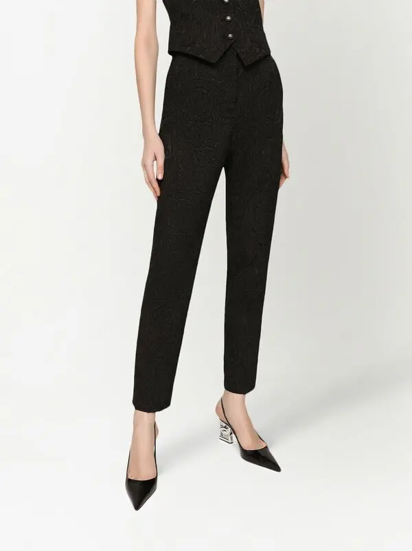 Dolce & Gabbana High-waisted Jacquard Trousers - Black