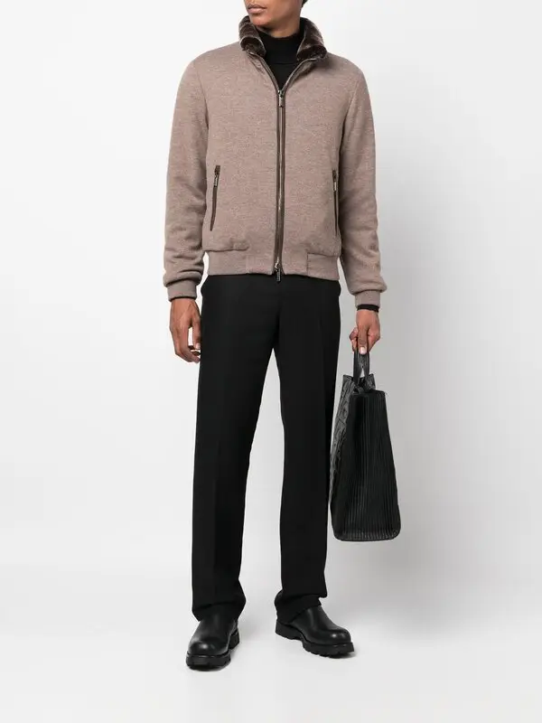 MOORER Padded Zip-up Jacket - Brown