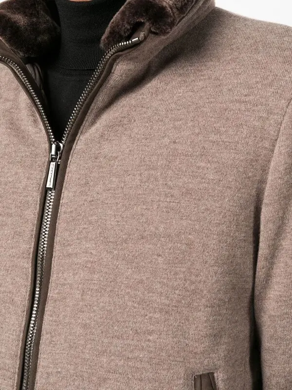 MOORER Padded Zip-up Jacket - Brown