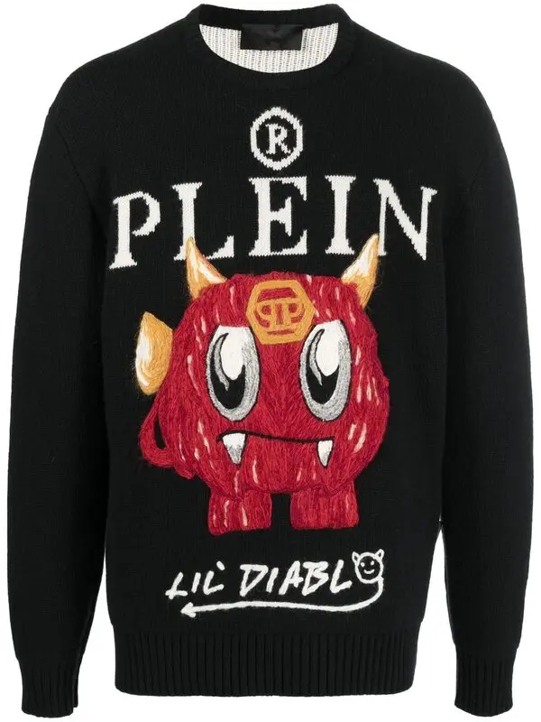 Philipp Plein Embroidered-motif Crew-neck Jumper