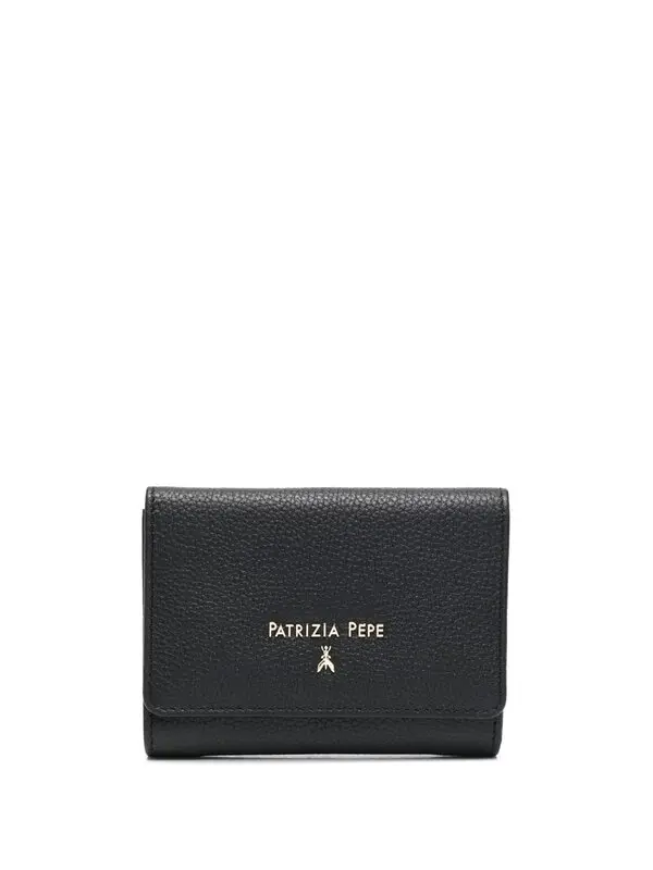 Patrizia Pepe Grained-leather Logo-print Purse - Black