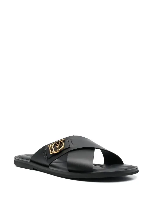 FERRAGAMO Logo-plaque Leather Sandals