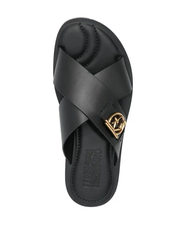 FERRAGAMO Logo-plaque Leather Sandals