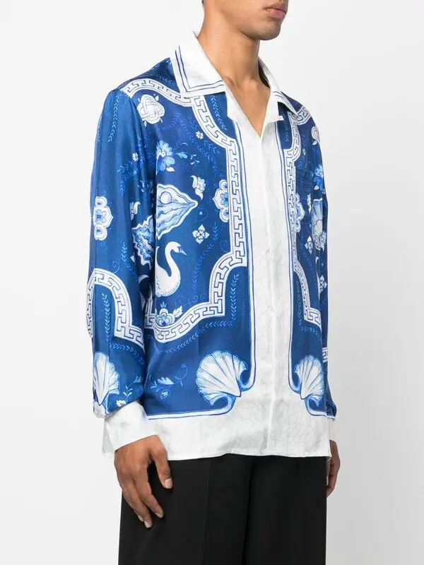 Casablanca Embroidered Button-down Silk Shirt