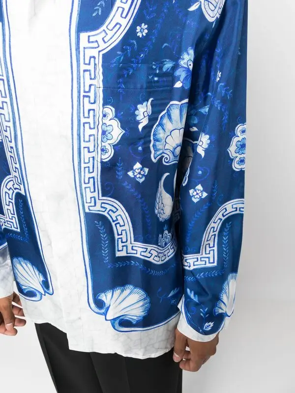 Casablanca Embroidered Button-down Silk Shirt