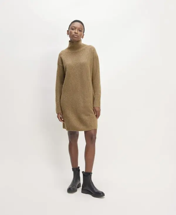 princess polly baby blue dress Light Brown Dress - Ribbed Sweater Dress - Knit Midi Dress main image 1