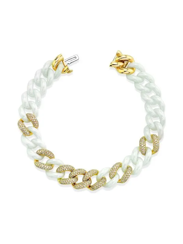 Shay 18kt Ceramic And Diamond Chain-link Bracelet - Gold