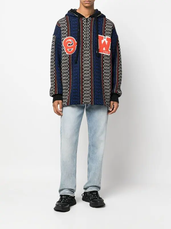 Off-White Geometric-patterned Alpaca-blend Hoodie