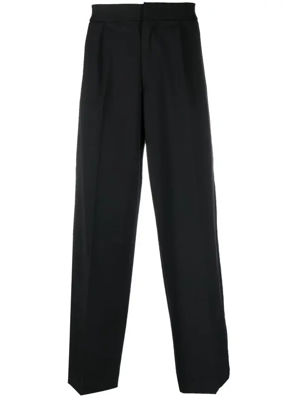 BONSAI Pleated Straight-leg Trousers - Black