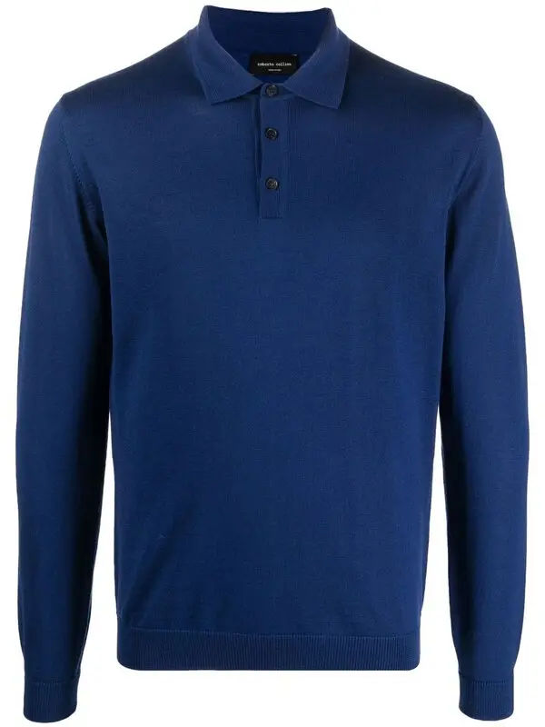 ROBERTO COLLINA Long-sleeve Polo Shirt - Blue
